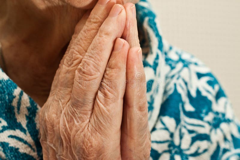 Hands In Prayer, An Old Woman Praying Stock Photo - Image of senior ...
