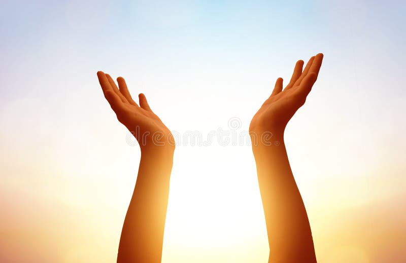 200 Woman Hands Praying Blessing God Sunset Background Stock Photos ...