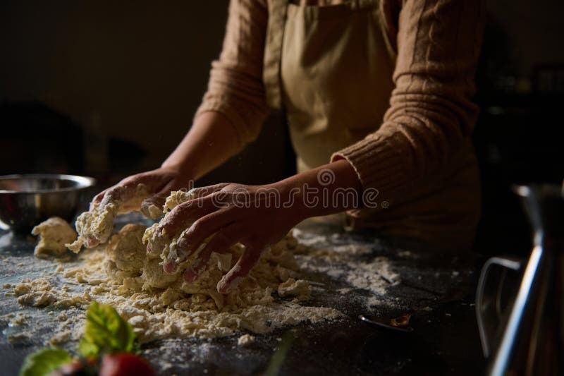 Hands Preparing Dough for Baking in a Cozy Kitchen Setting Stock Photo ...