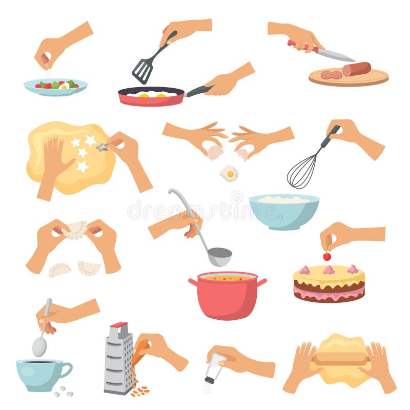 Hands Preparing Food. Kitchen Cooking Utensils Preparing Products ...