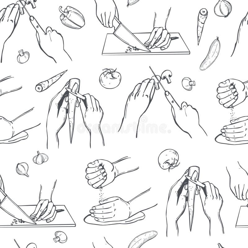 Hands preparing food stock vector. Illustration of wooden - 277756184