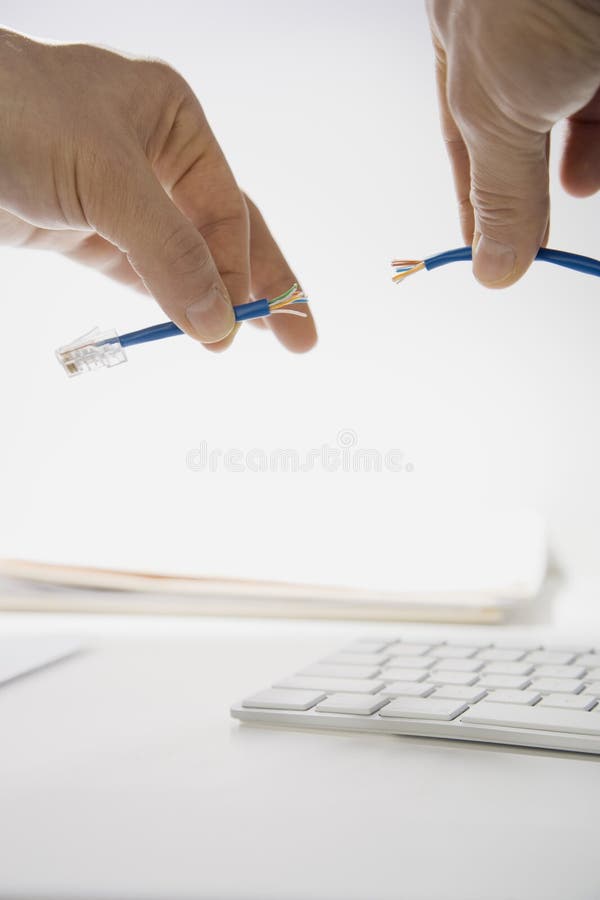 Hands Preparing To Splice Telephone Wires Stock Image - Image of ...