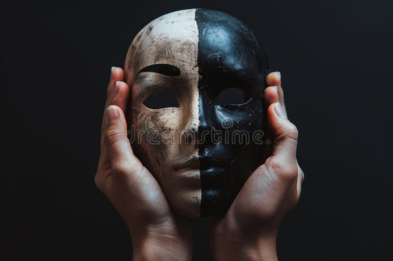 Hands Presenting Contrasting Masks a Metaphor for the Duality of ...