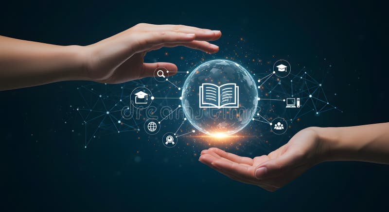 Hands Presenting Digital Learning Sphere: Fostering Global E-learning ...