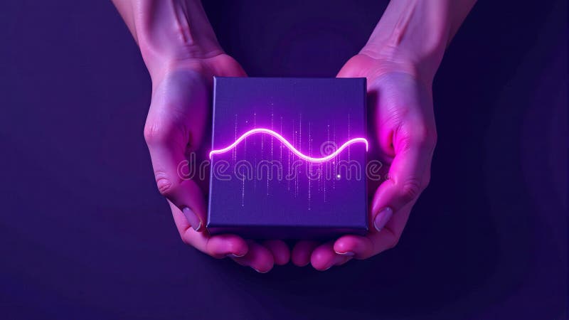 Hands Presenting Glowing Light Square Box Stock Illustration ...