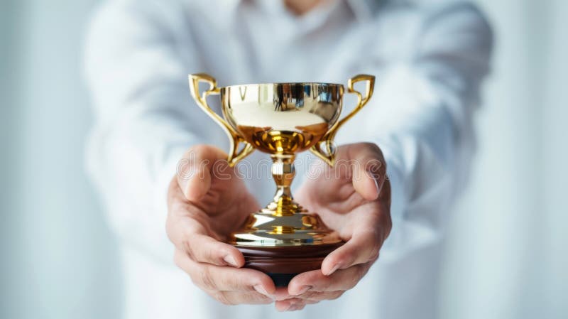 The Trophy in Human Hands. AI Generated Stock Photo - Image of victory ...