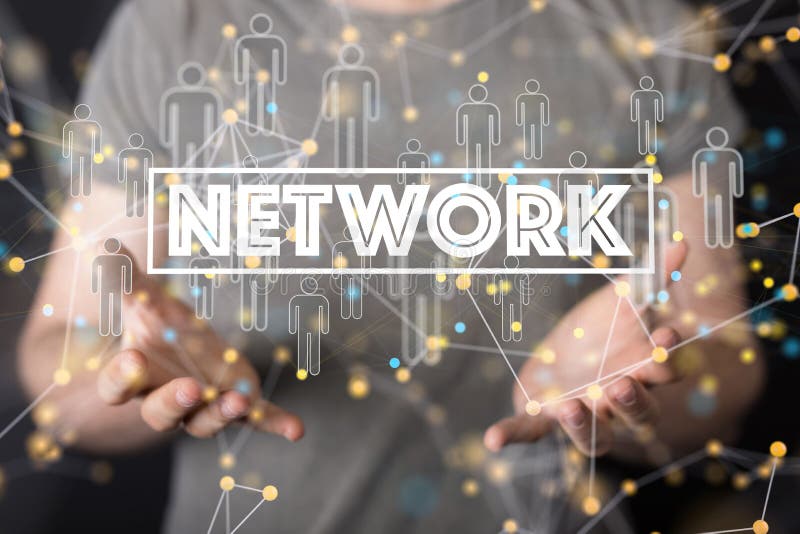 Hands Presenting the Network - Virtual Technology Concept Stock Photo ...
