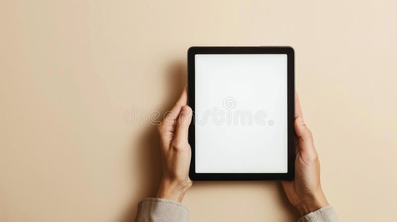 Hands Presenting Tablet with Blank Display. Generative Ai Stock ...