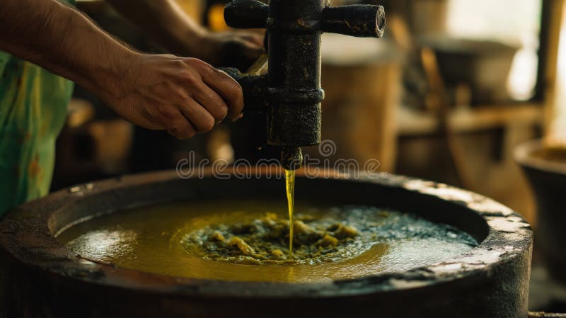 Cold Pressed Oil Extraction Process Showcasing Traditional ...