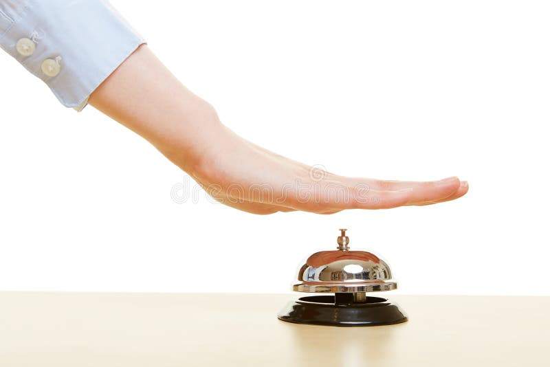 Hands pressing hotel bell stock image. Image of hospitality - 32248963
