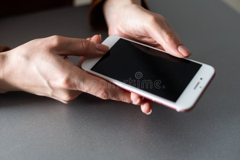 Hands Pressing Smartphone Buttons. Finger Tapping Stock Image - Image ...