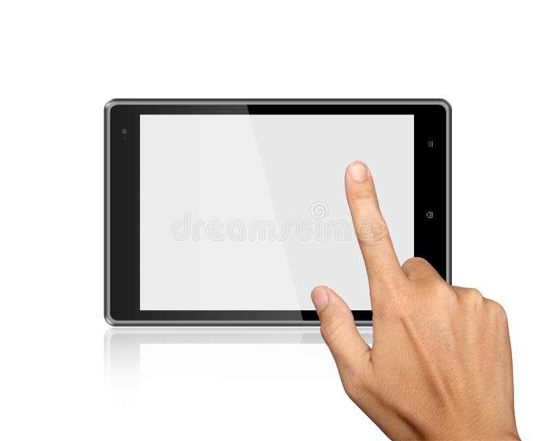 Hands are Holding Tablet PC on White Stock Image - Image of ...