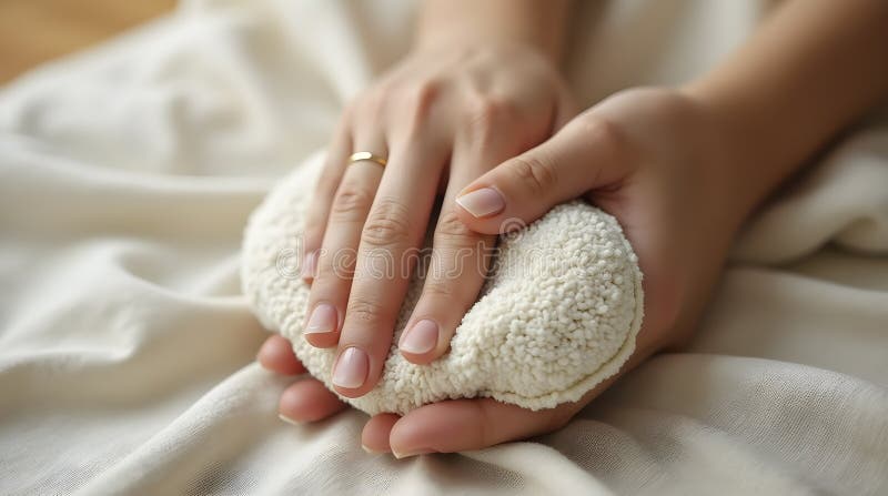 Hands Pressing a Warm Eye Pillow, Ai Generated Image Stock Illustration ...