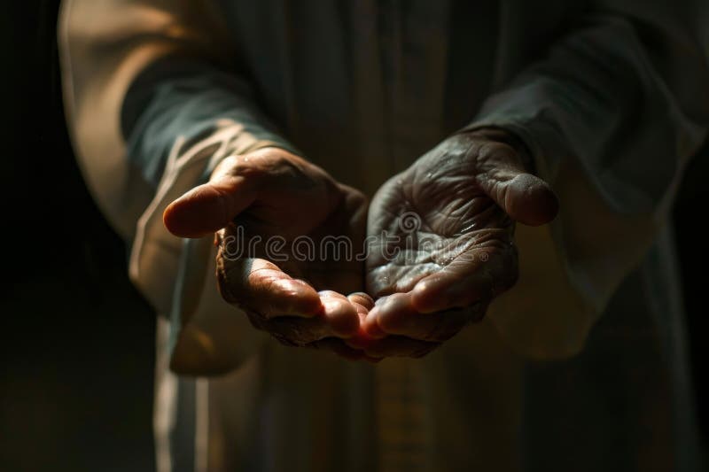 Hands of a Priest Consecrated with the Body of Christ while Sharing it ...