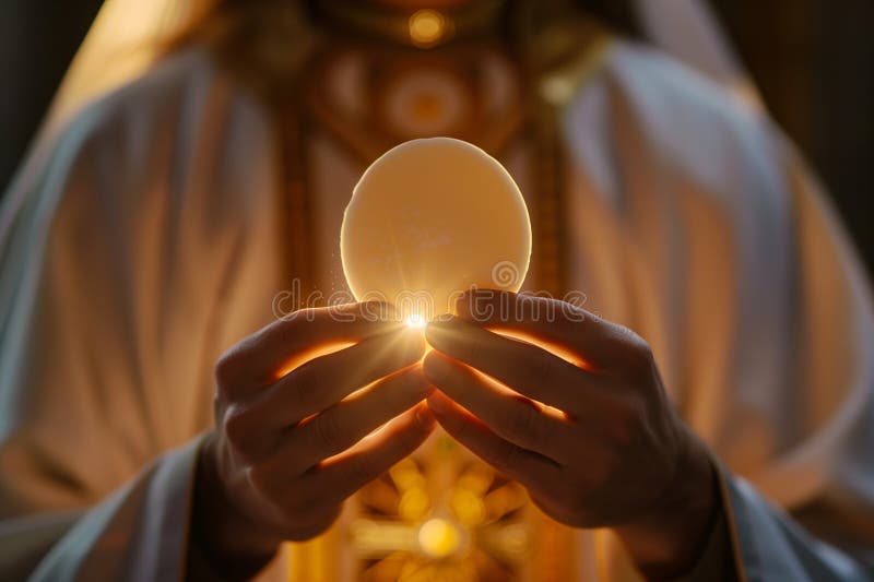 The Hands of a Priest Holding the Eucharist. Stock Illustration ...