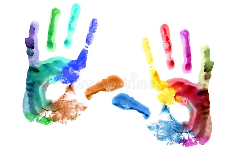 Colorful Handprints by Kids Stock Illustration - Illustration of ...