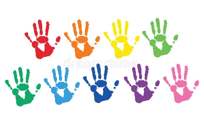 Hands Prints Colorful Vector Stock Vector - Illustration of drawing ...