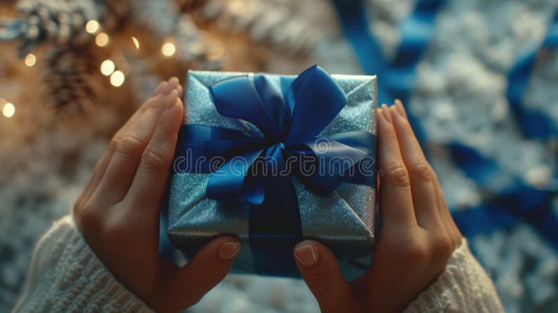 Hands in the Process of Exchanging a Gift Wrapped in Brown Paper and ...