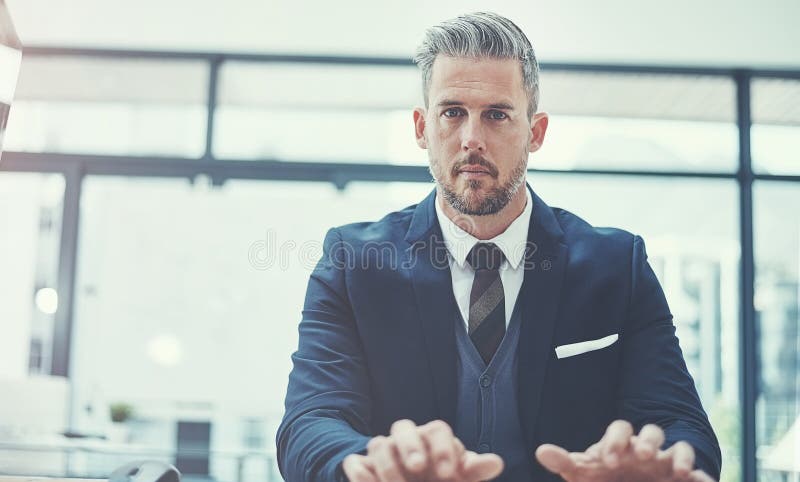 Hands on in Producing Results. Portrait of a Mature Businessman Using a ...