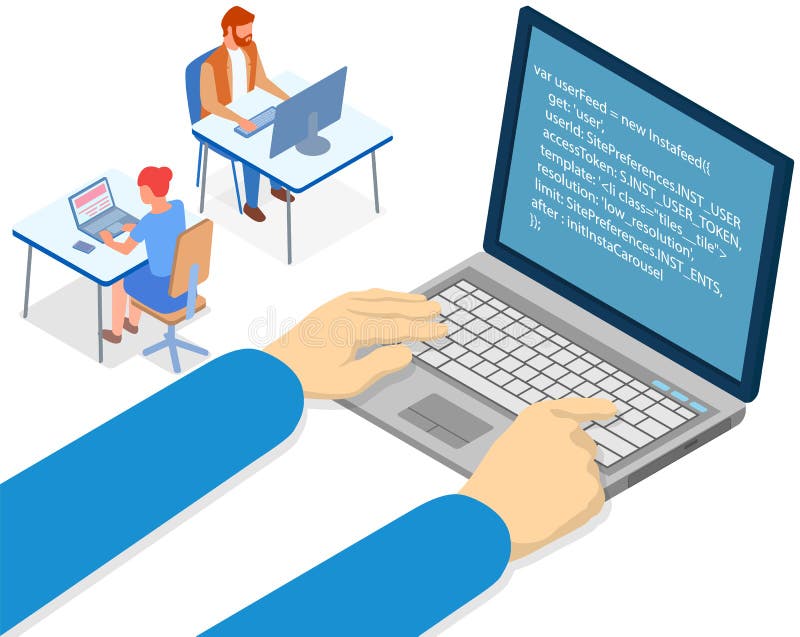 Programmer at Working Place Witn Equipment Stock Vector - Illustration ... Programmer at Working Place Witn Equipment Stock Vector - Illustration ...