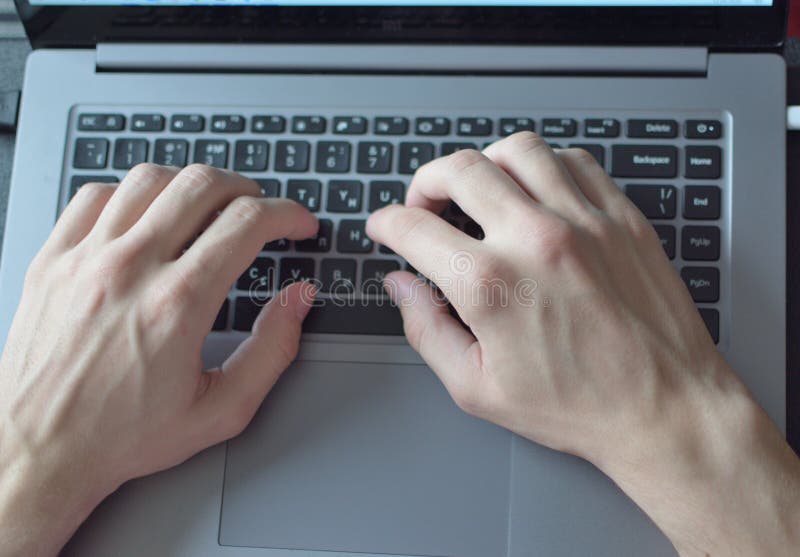 Hands of a Programmer Working on a Laptop Stock Photo - Image of finger ...
