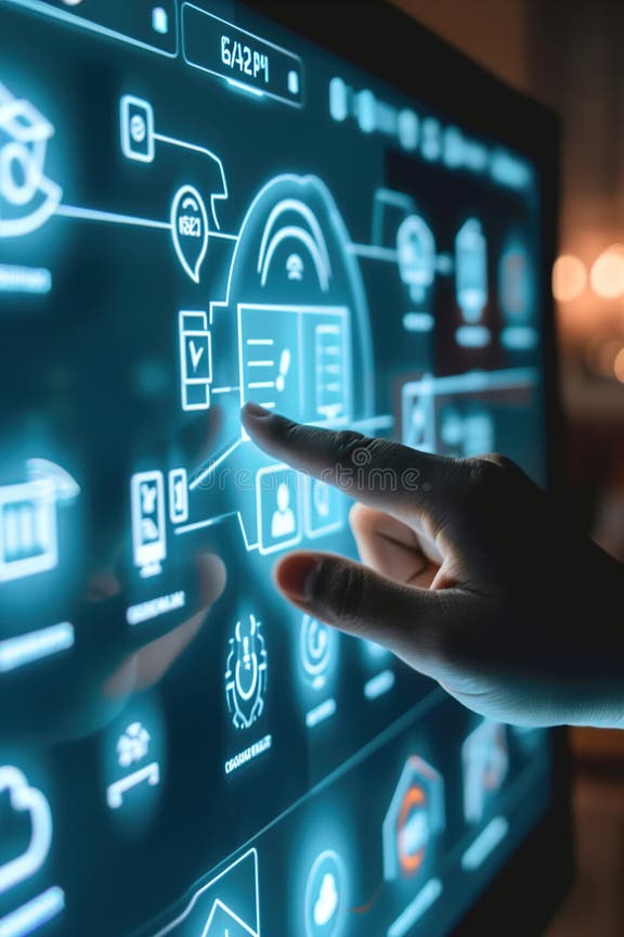 Hands Programming or Setting Up Smart Home Automation. Smart Control ...