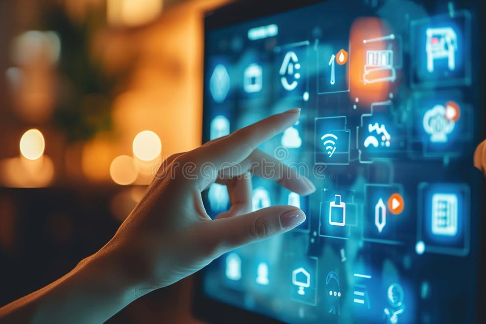 Hands Programming or Setting Up Smart Home Automation. Smart Control ...