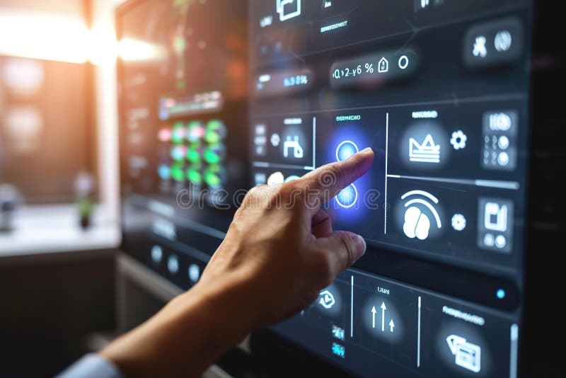 Hands Programming or Setting Up Smart Home Automation. Smart Control ...