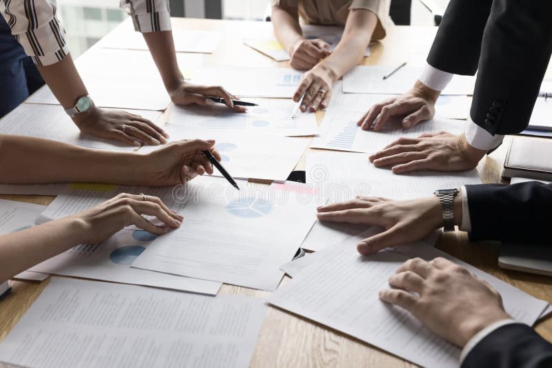 Hands of Project Managers Discussing Project Management Strategy Stock ...