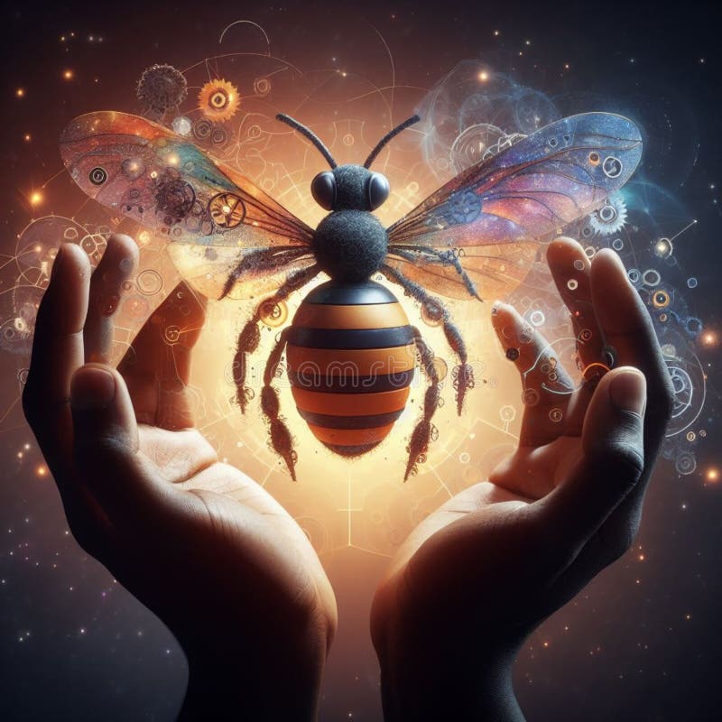 Hands Protect Care Steampunk Bee Important Element of the Ecology ...