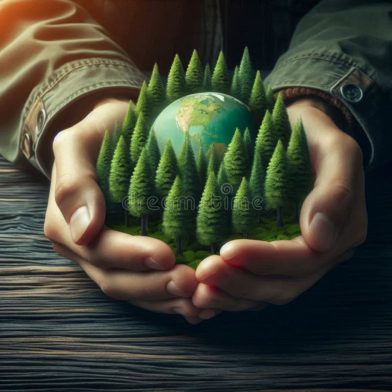 Hands Protect Forests on the Ground Representing Environment Protection ...