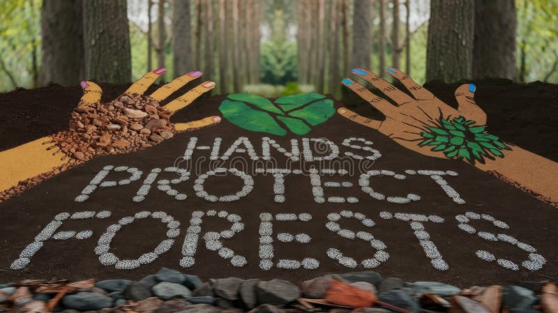 Hands Protect Forests on the Ground Representing Environment Protection ...