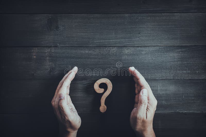 Wooden Question Mark on Wood Table Background. Problem Solving Concept ...