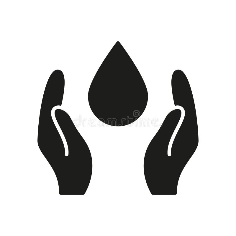 Hands Protecting Water Drop Solid Icon. Conservation, Sustainability ...