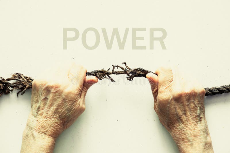 Hands Pull an Old Rope on a White Background Stock Image - Image of ...