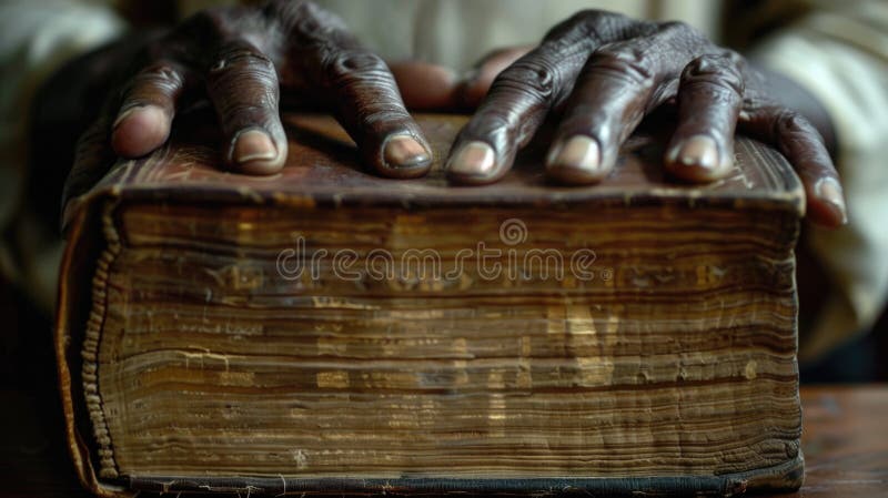 Hands Pulling Out a Large, Heavy Book with a Focus on the Grip and ...