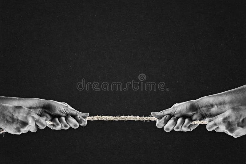 Hands Pulling Rope To Opposite Sides Stock Photo - Image of holding ...