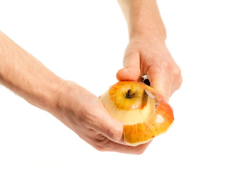 Hands purified apple stock image. Image of hands, brown - 67138699