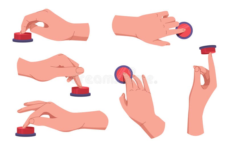 Hand Pushing and Pressing Button. Stock Illustration - Illustration of ...