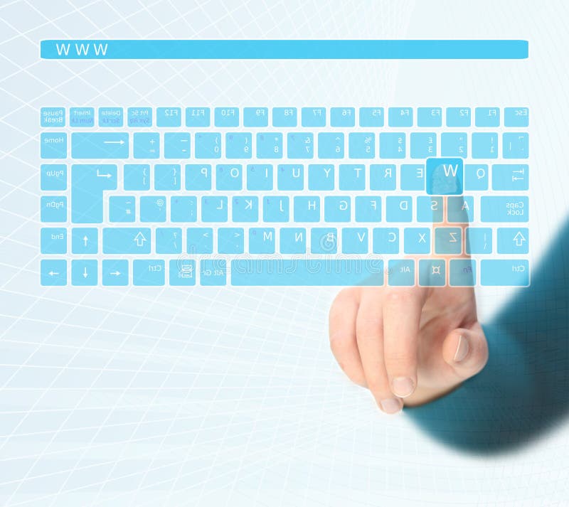 Hand Browsing Images in Touch Screen Virtual Space Stock Image - Image ...