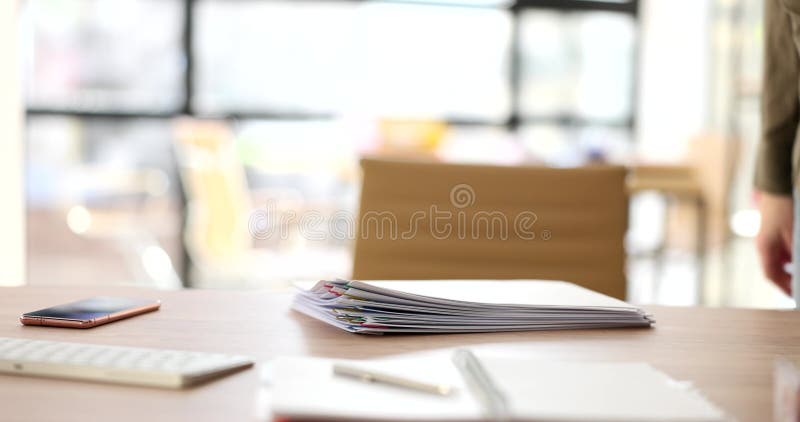 Hands Put a Stack of Papers on the Table in the Office Stock Footage ...
