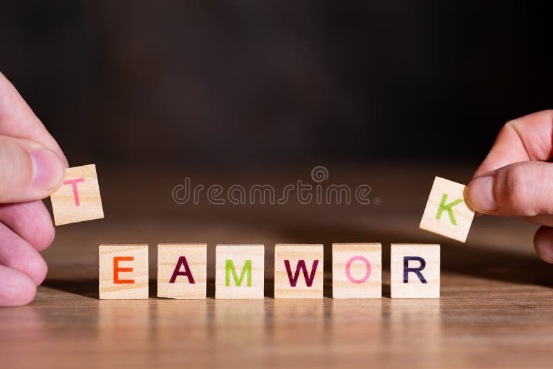 Wooden Blocks with Letters in a Row, Word Teamwork Stock Image - Image ...