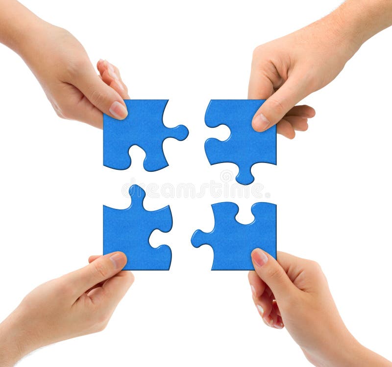Hands assembling puzzle. stock image. Image of implementation - 21420317