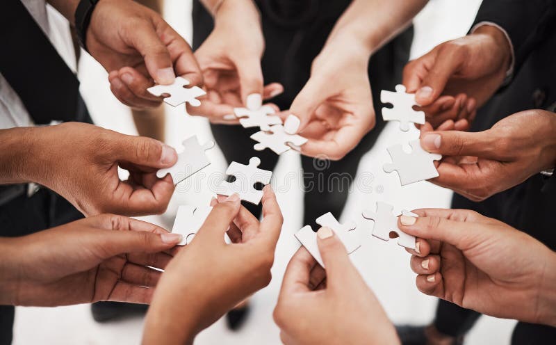 Hands, Puzzle and Business People Collaboration, Teamwork and ...