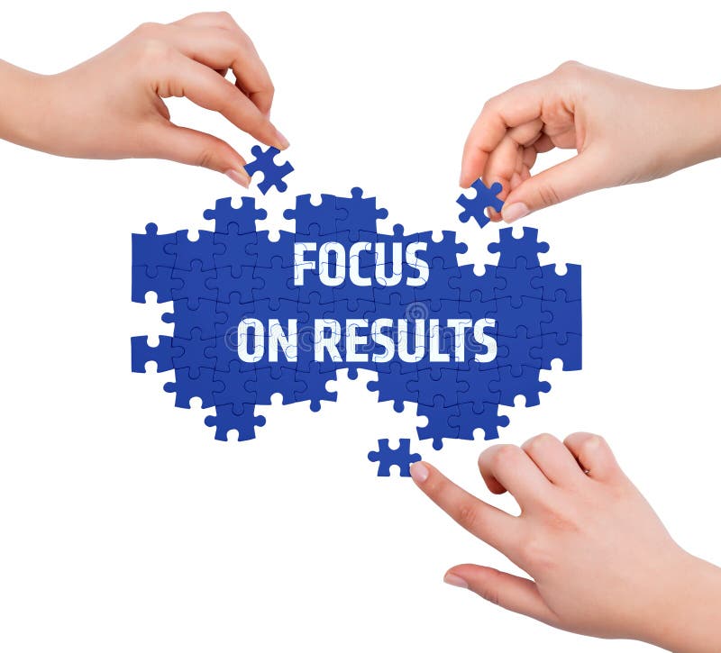 Hands With Puzzle Making FOCUS ON RESULTS Word Stock Image - Image ...