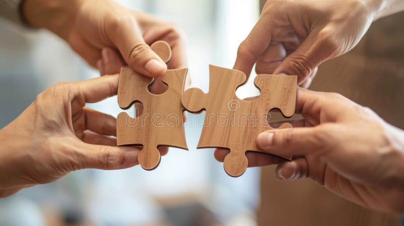 The Hands with Puzzle Pieces. AI Generated Stock Photo - Image of ...