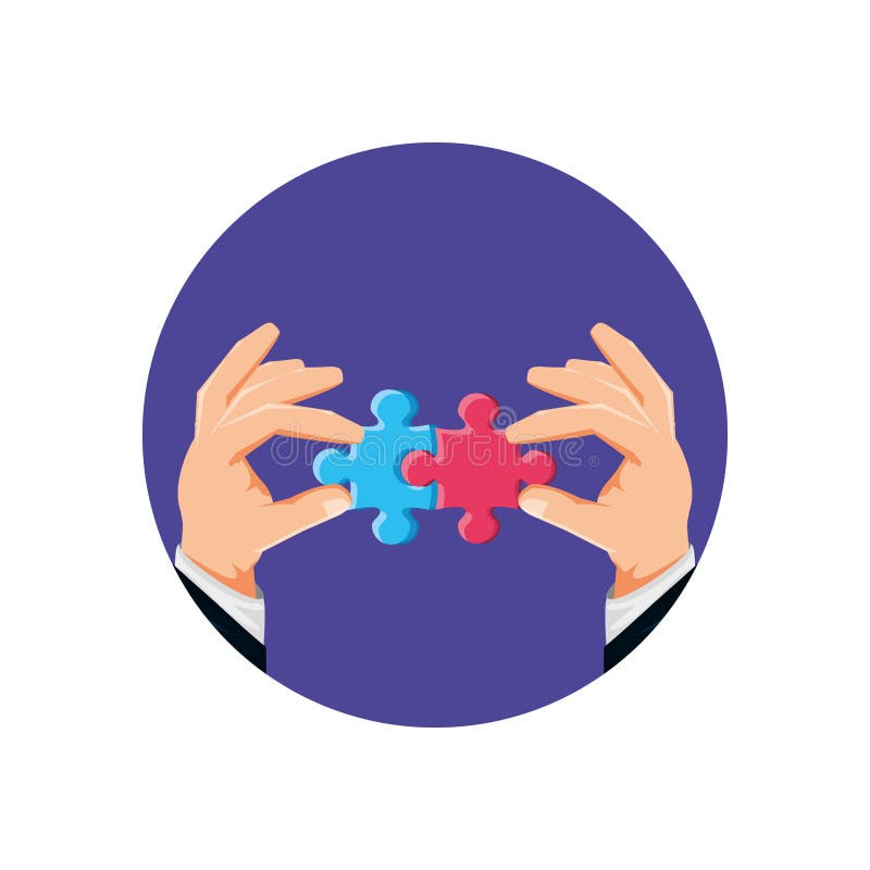 Hands with Puzzle Pieces Isolated Icon Stock Vector - Illustration of ...