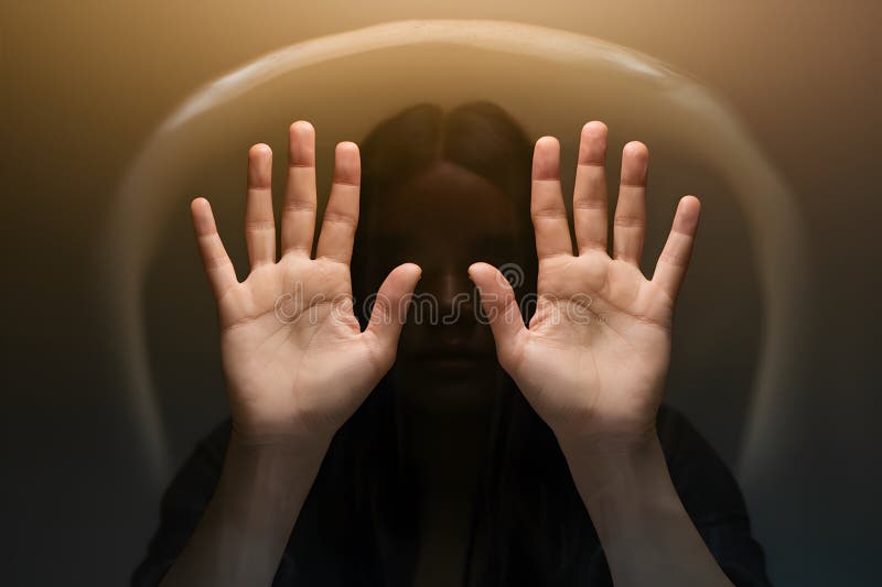 Hands Raised Against Gradient Background, Creating a Mysterious ...