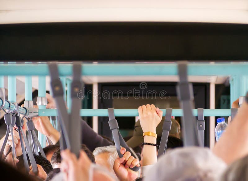 Hands Raised in Crowded Transit Vehicle Stock Image - Image of istanbul ...