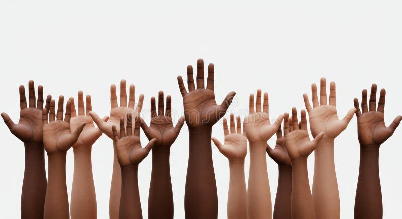Hands Raised in Unity stock illustration. Illustration of group - 368864966